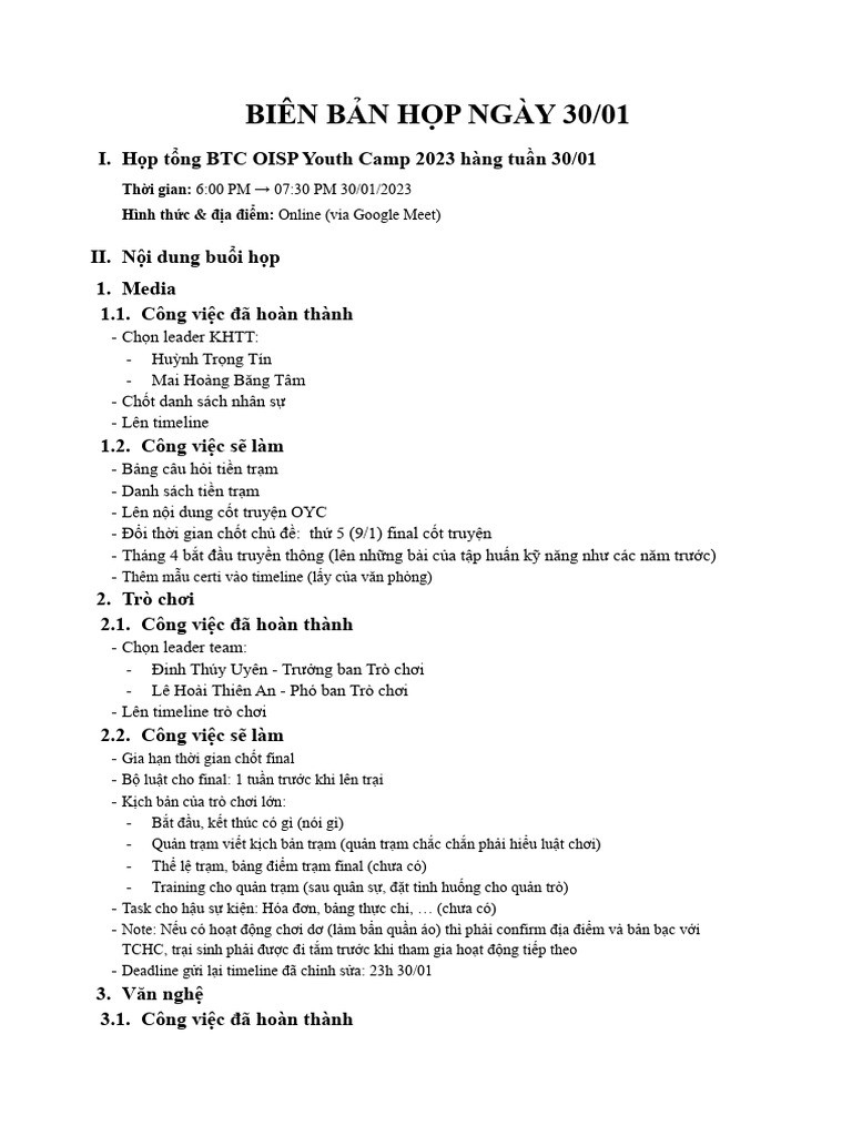 BBH BTC Oisp Youth Camp 30 - 01 | PDF