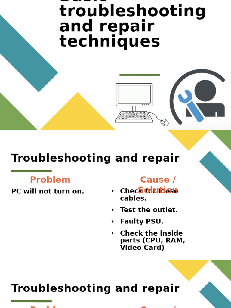 Basic Troubleshooting and Repair Techniques | PDF | Troubleshooting | Computer Hardware