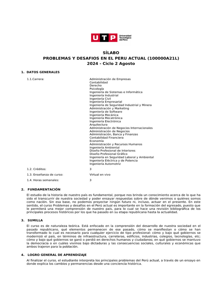 PROBLEMASYDESAFÍOSENELPERÚACTUAL Undefined | PDF