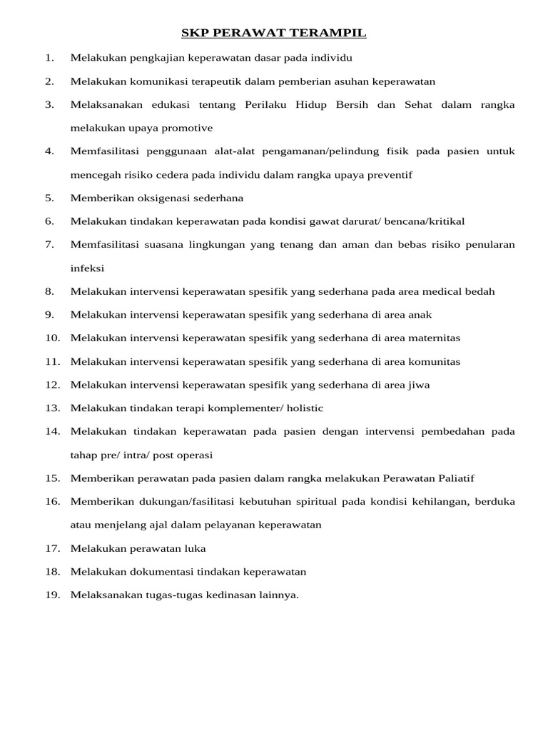 SKP Perawat Terampil | PDF