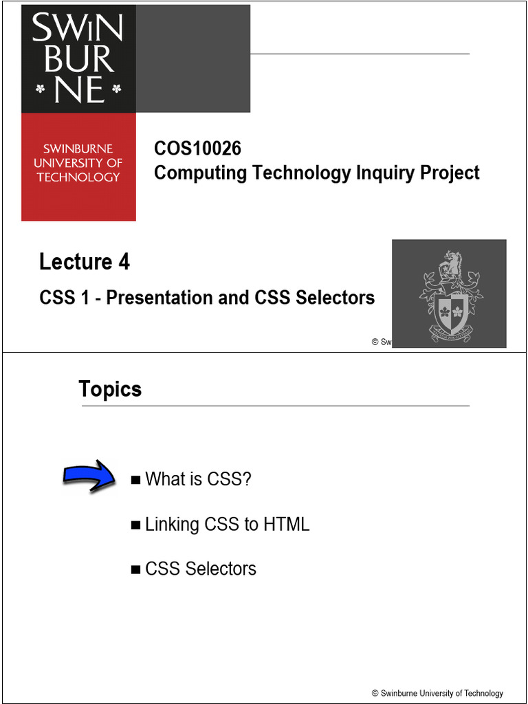 L4 - CSS1 - Presentation and CSS Selectors | PDF