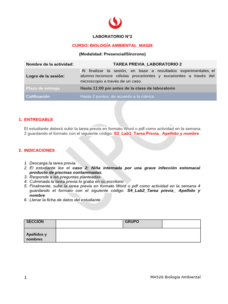 MA526 S04 S08 Laboratorio 2 Tarea Previa | PDF