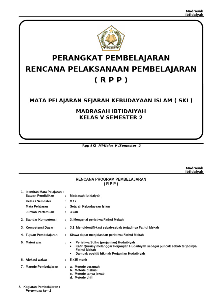 RPP Ski Kelas 5 SMT 2 | PDF