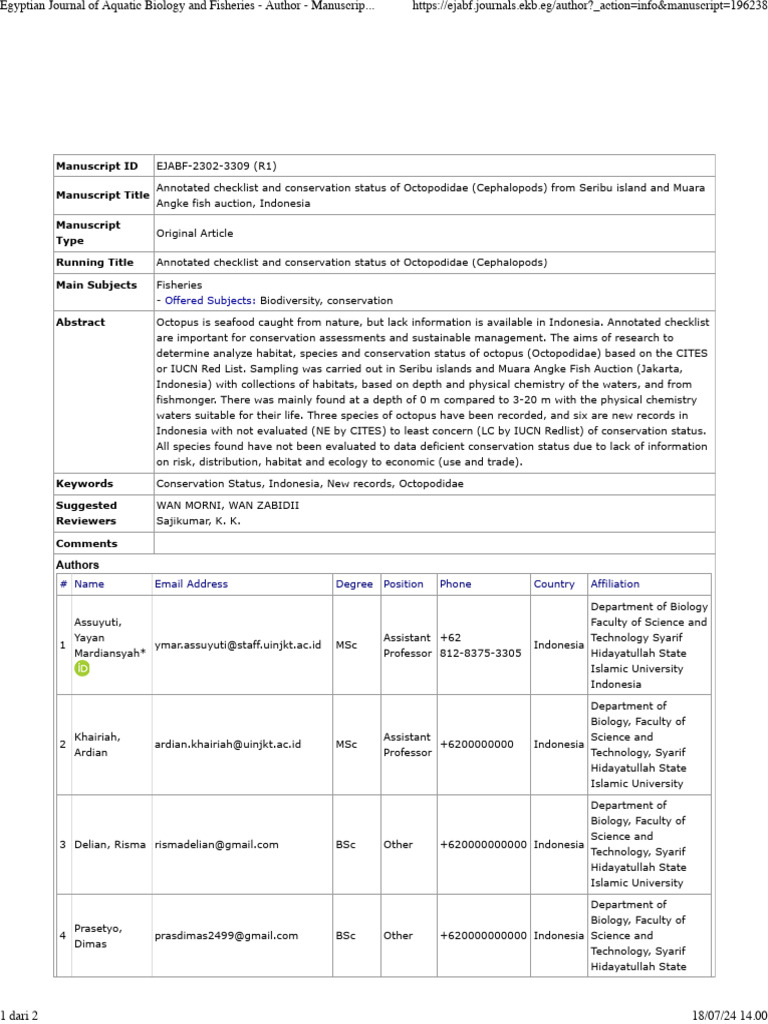 Egyptian Journal of Aquatic Biology and Fisheries - Author - Manuscript ...