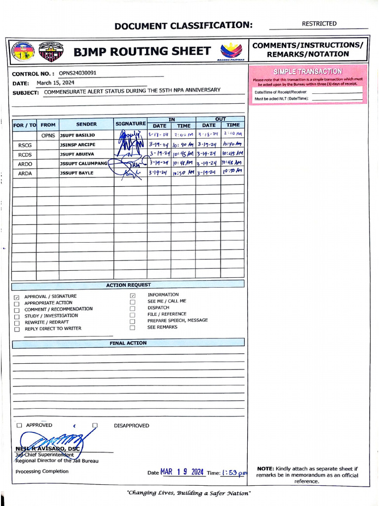 Commensurate Alert Status During The 55th NPA Anniversary | PDF
