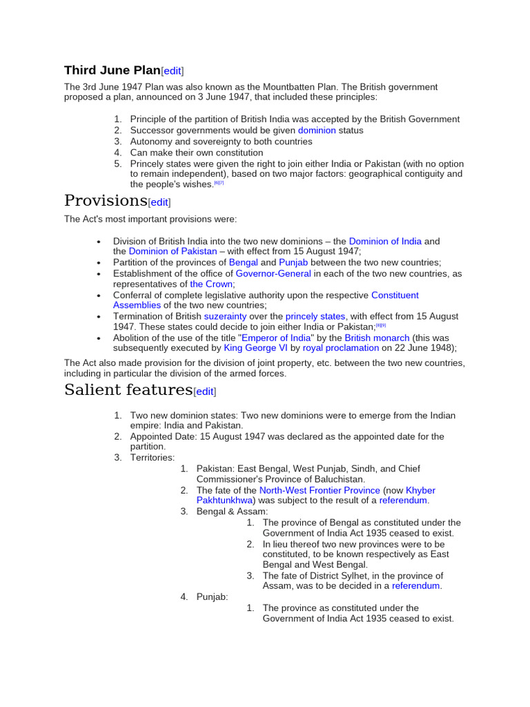 3rd June Plan | PDF | International Relations | Politics Of India