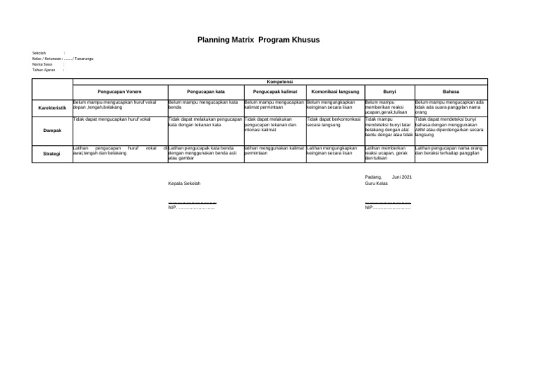 Planning Matrix Ppi | PDF