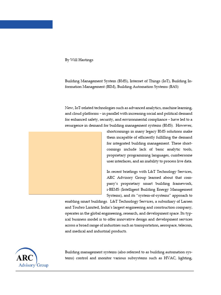 Arc View Industrial Iot Encourages Growth in Building Management Systems | PDF | Building ...