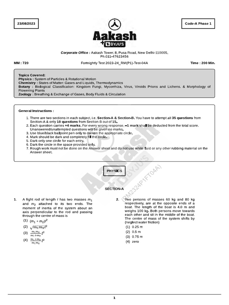 FT 04 QP (1) RM Bio and Morpho | PDF