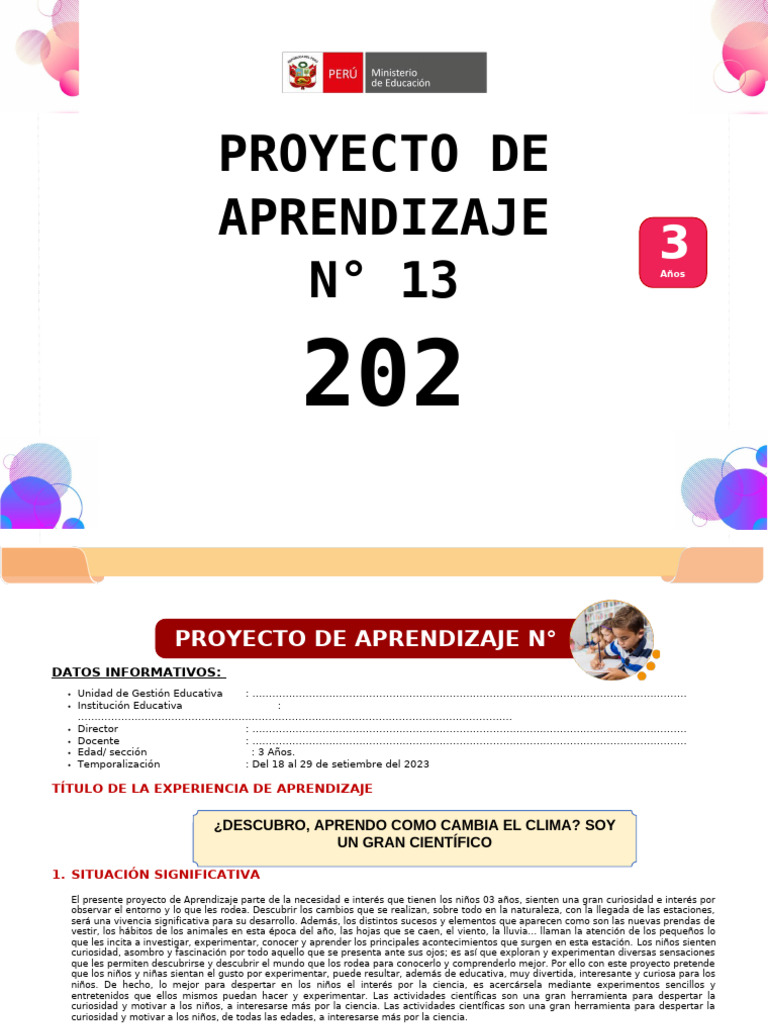 Proyecto #13 3 Años 2023 | PDF