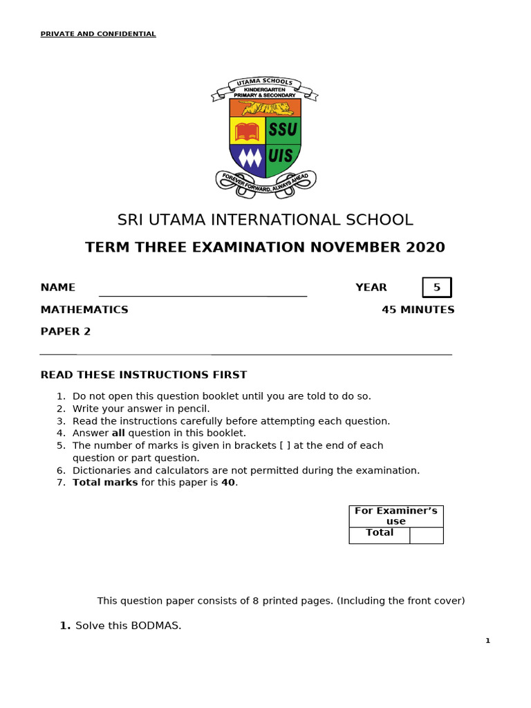 Mathematics Year 5 Paper 2 | PDF