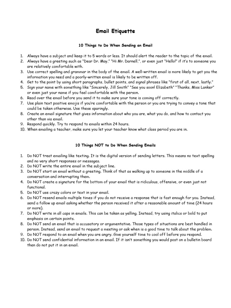 Email Etiquette - Digital Literacy | PDF