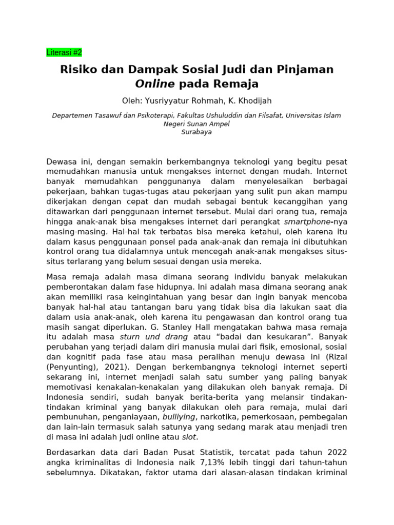 Literasi 2 - Judol & Pinjol | PDF