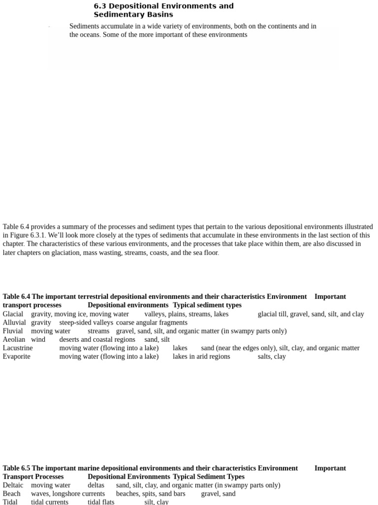 Aug 6 2023 ES2b Final Earle Depositional Environments | PDF