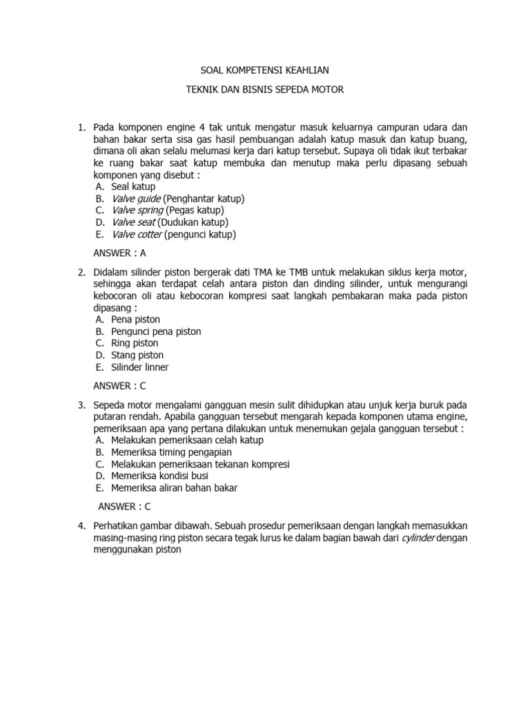 SOAL Kelas XII TBSM | PDF