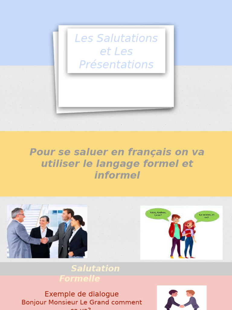 Les Salutations Et Les Présentations | PDF