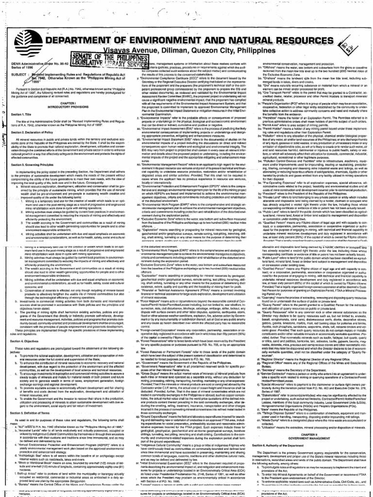 DENR Administrative Order No. 96-40, Series of 1996 - Today | PDF