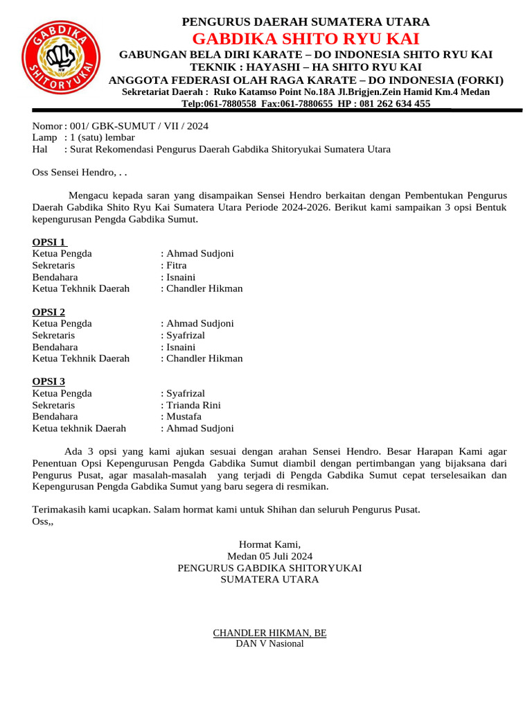 Rekomendasi Pengurus Daerah Sumut | PDF