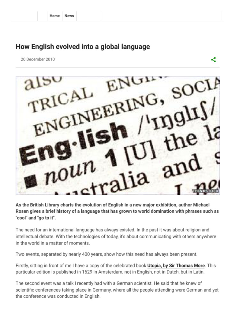 How English Evolved Into A Global Language - BBC News | PDF | English ...