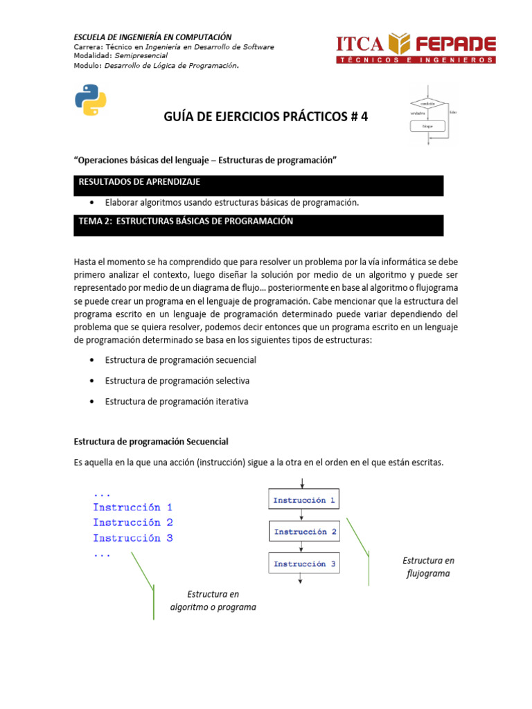Guía de Ejercicios Prácticos # 4: "Operaciones Básicas Del Lenguaje - Estructuras de ...