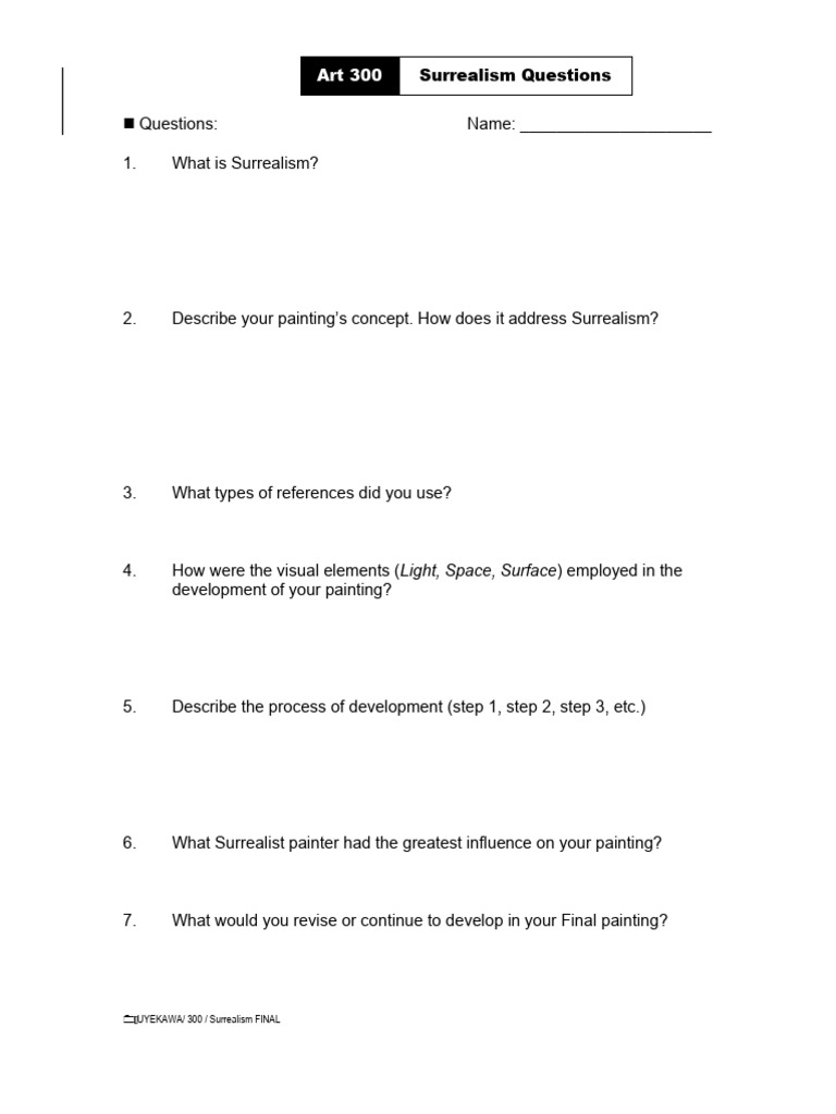 300 - Surrealism - FINAL - Questions | PDF