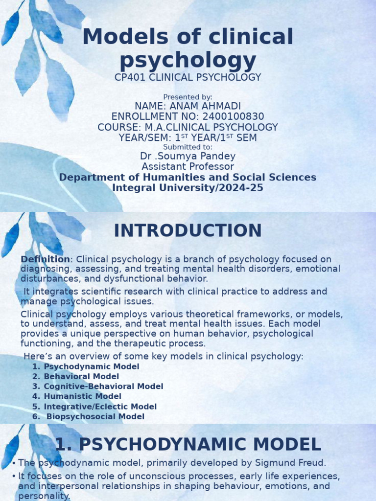 Models of Clinical Psychology | PDF