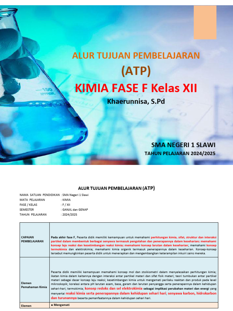Atp Kimia Fase f Kelas Xii Th 24 | PDF