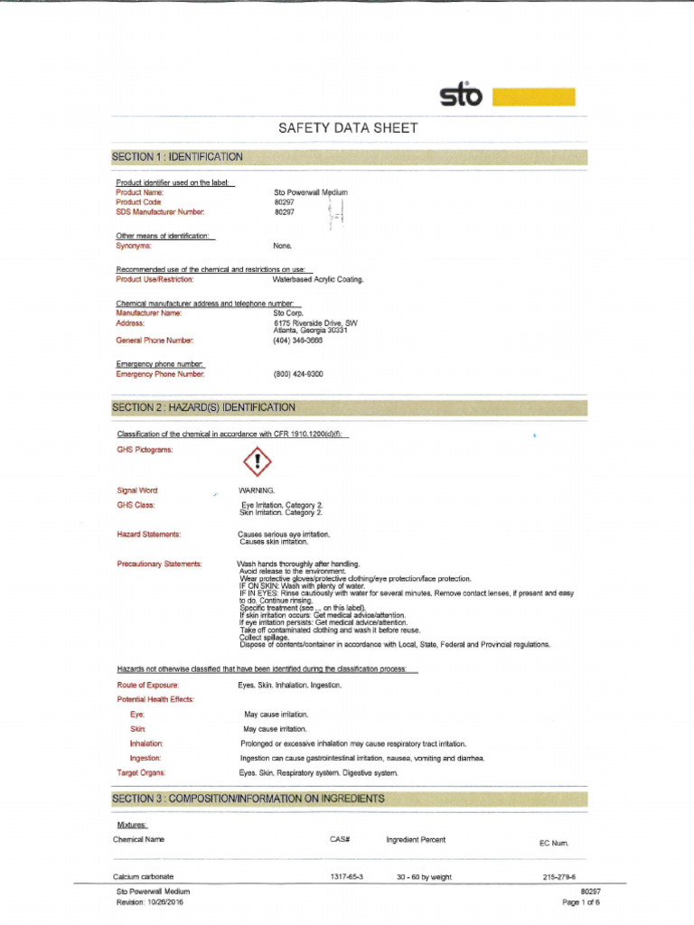 SDS - 80297 - Sto Powerwall Medium - EN | PDF