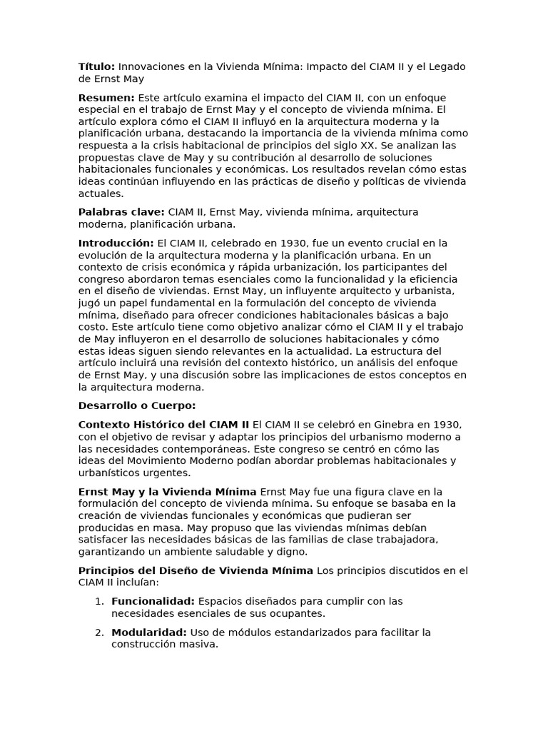 Ciam Ii | PDF | Diseño | Finanzas y dinero