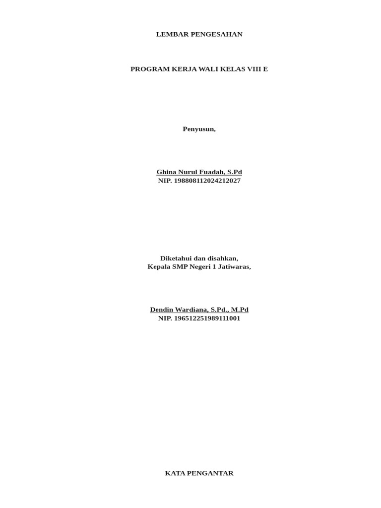 Program Wali Kelas VIII E | PDF