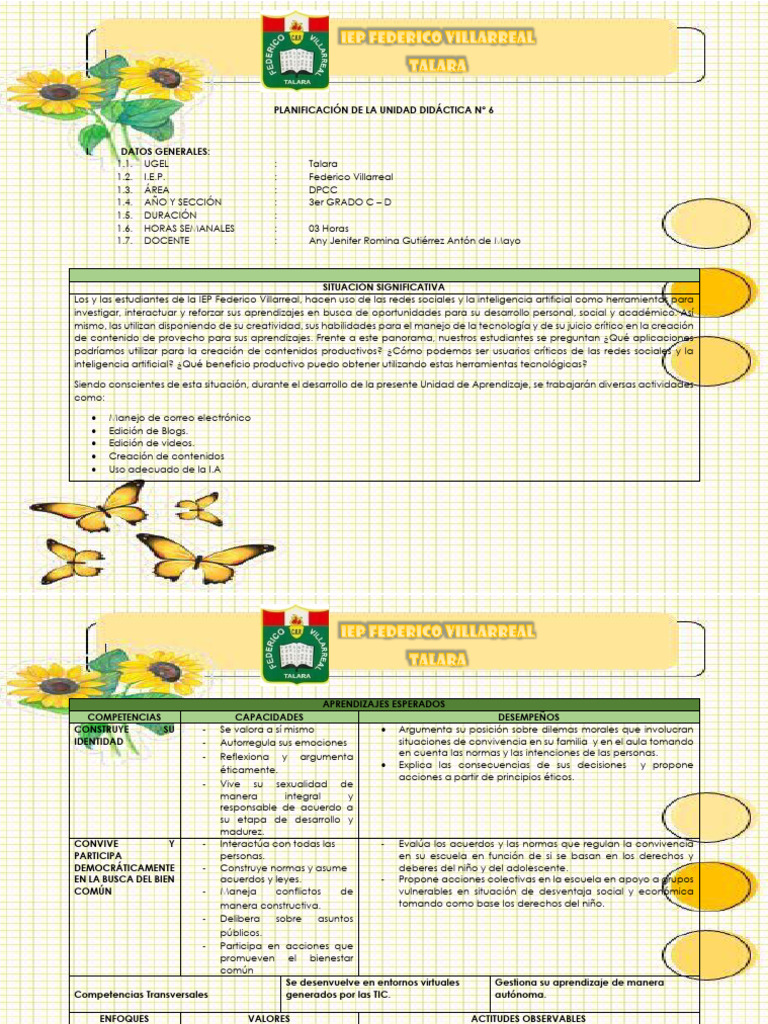 PLANIFICACIÓN DE LA UNIDAD DIDÁCTICA 6 Redes Sociales 3er Grado | PDF