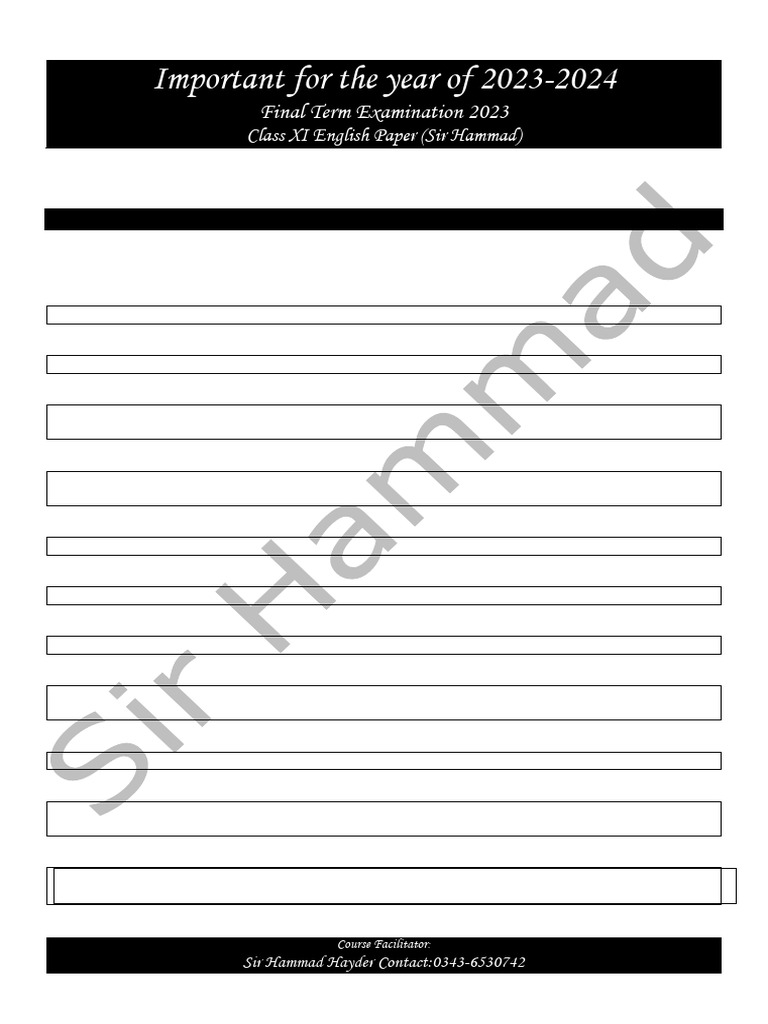 English 1st Year Final Paper2023 | PDF