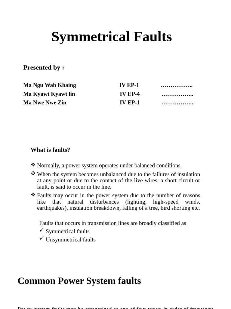 Symmetrical Faults | PDF