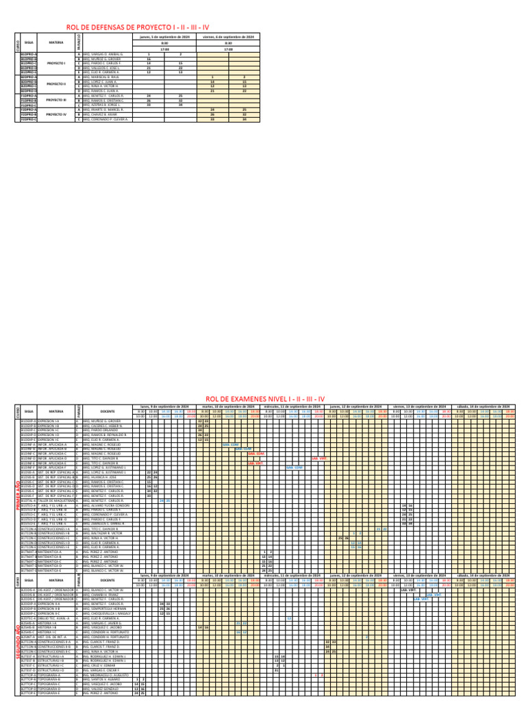 Rol de Examenes 2 Parcial - GESTION 2024-SEPTIEMBRE-rev | PDF
