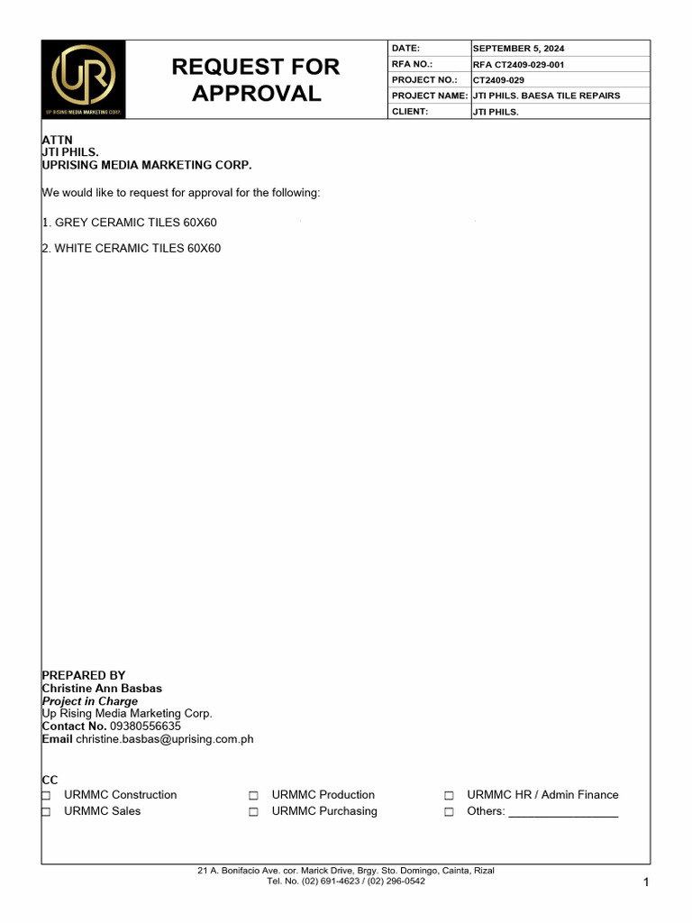 Request For Approval Tiles | PDF