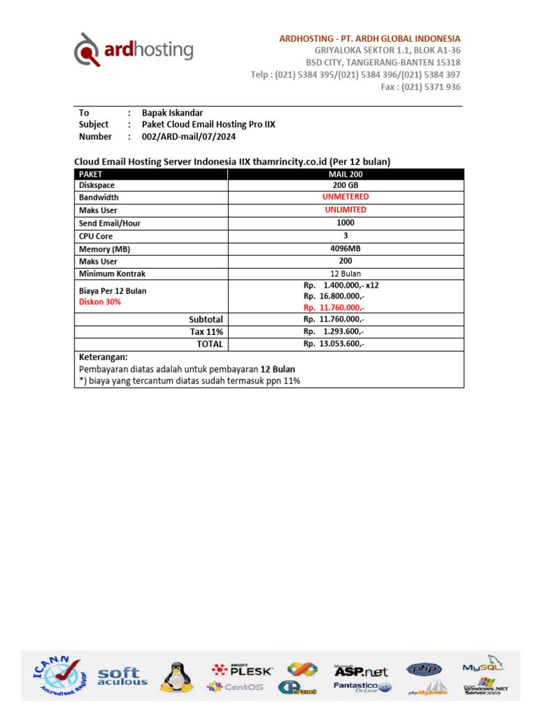 002-ARD-Mail200-07-2024-Bapak Iskandar (12 Bulan) | PDF