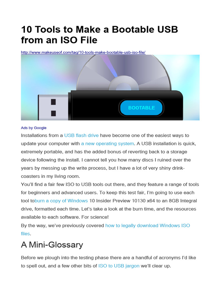 10 Tools To Make A Bootable USB From An ISO File | PDF