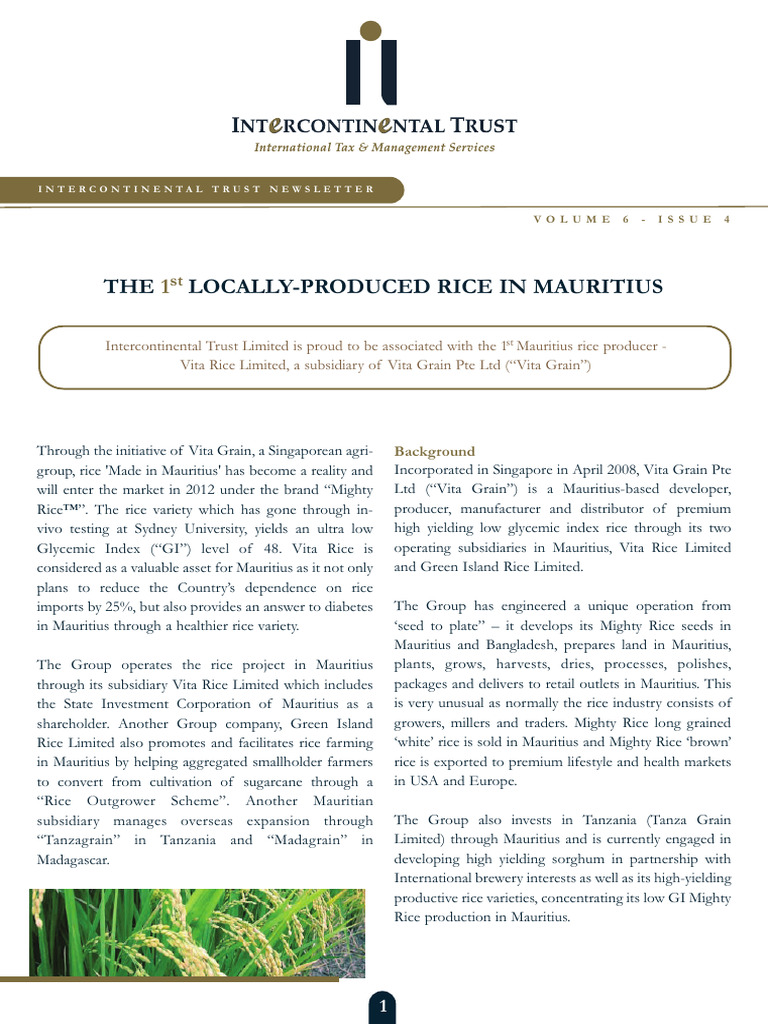 ITL Newsletter Vol 6 Issue 4 Vita Rice | PDF