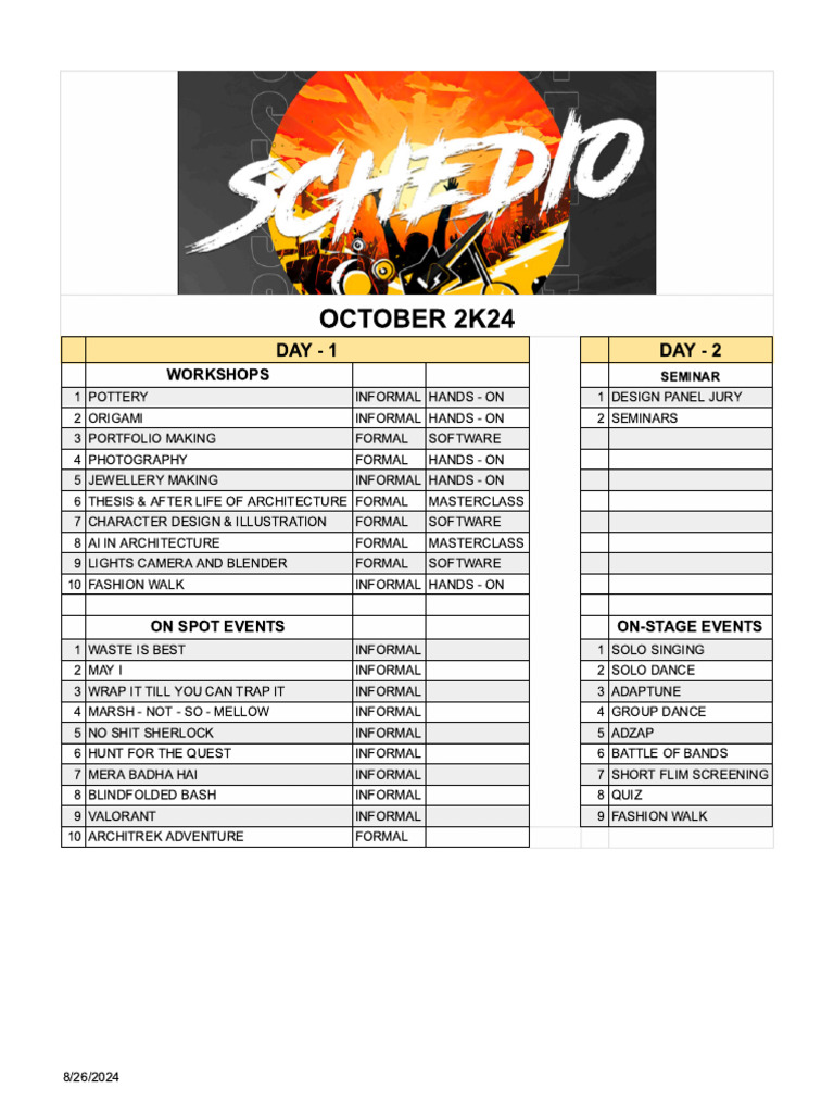 Schedio 2K24 | PDF