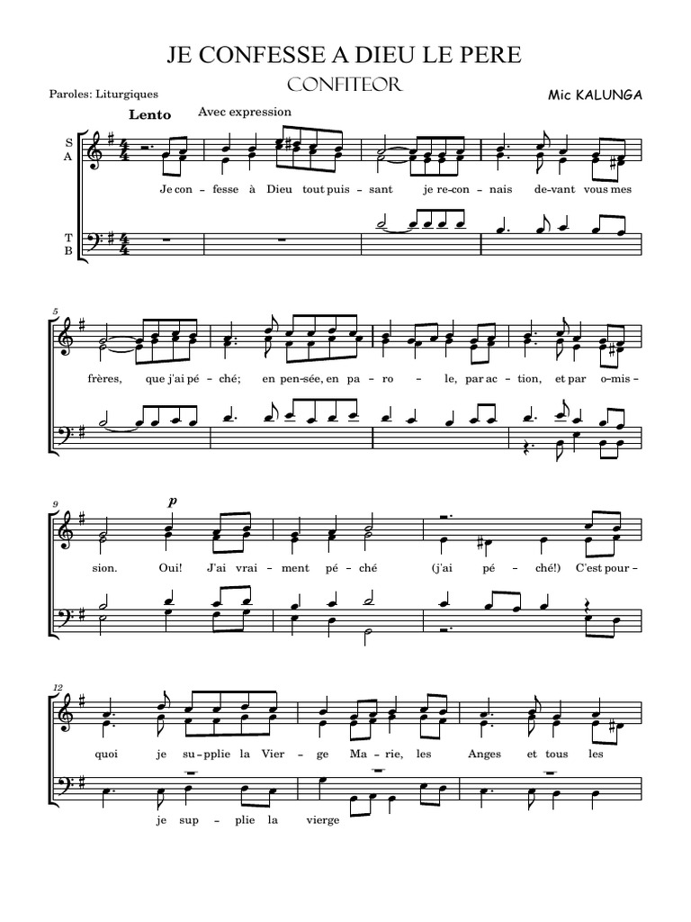 Je Confesse A Dieu Le Pere | PDF