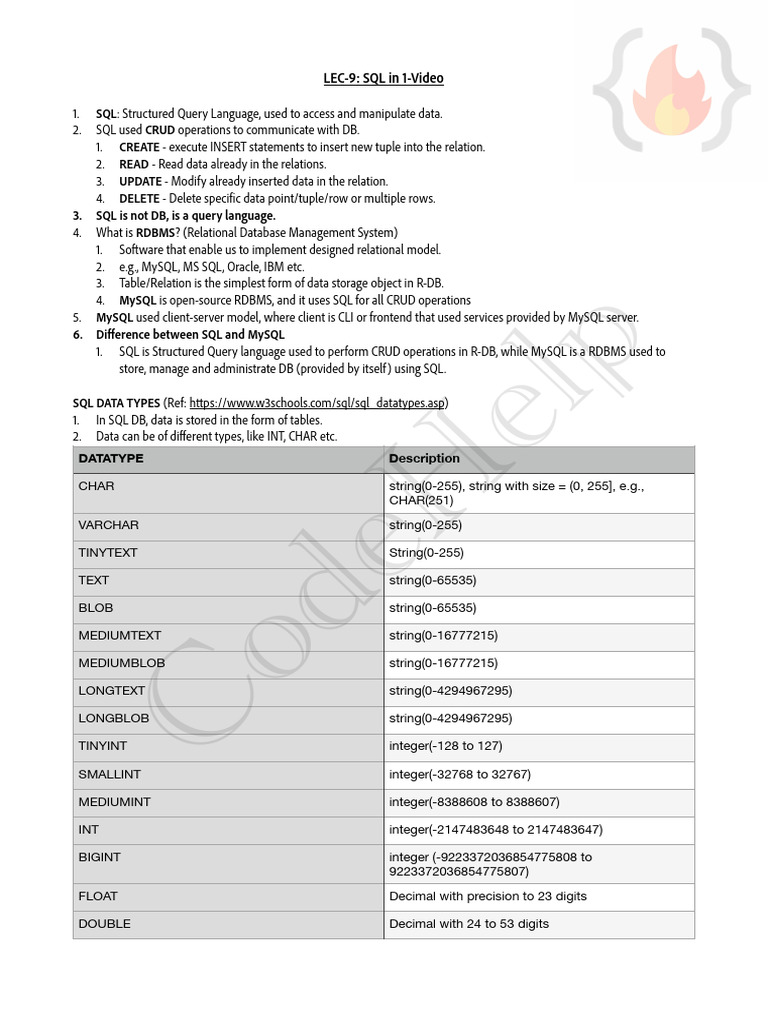 DBMS Full Notes 14 22 | PDF DBMS Full Notes 14 22 | PDF