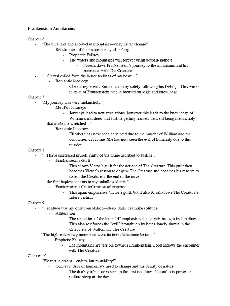 Frankenstein Annotations | PDF