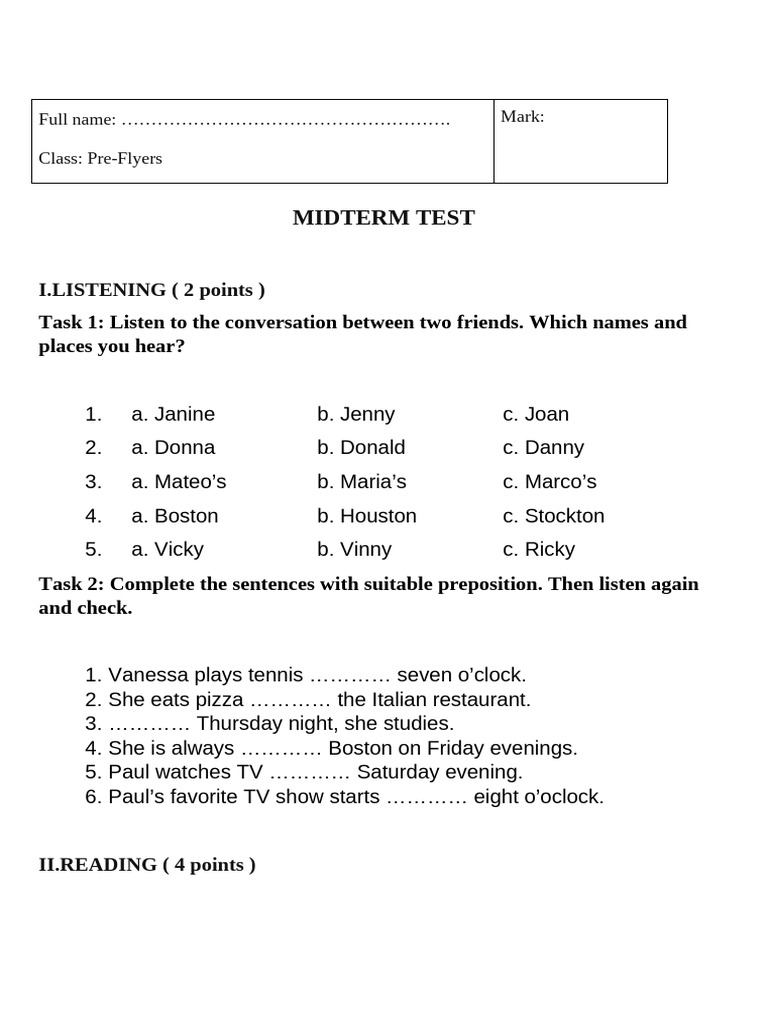 Midterm Test | PDF