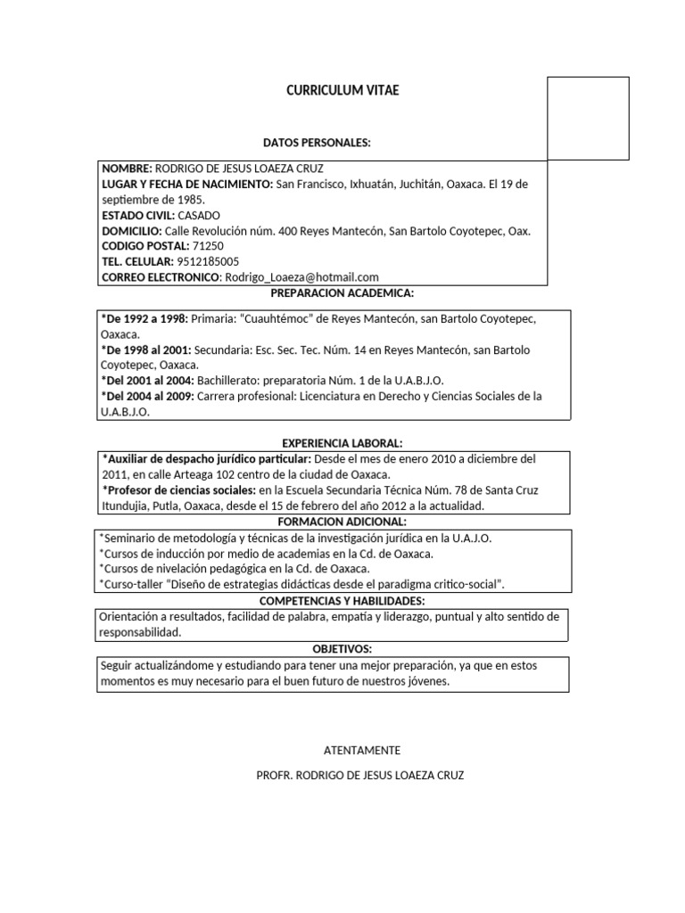 Curriculum Vitae | PDF | Plan de estudios | Salud y bienestar