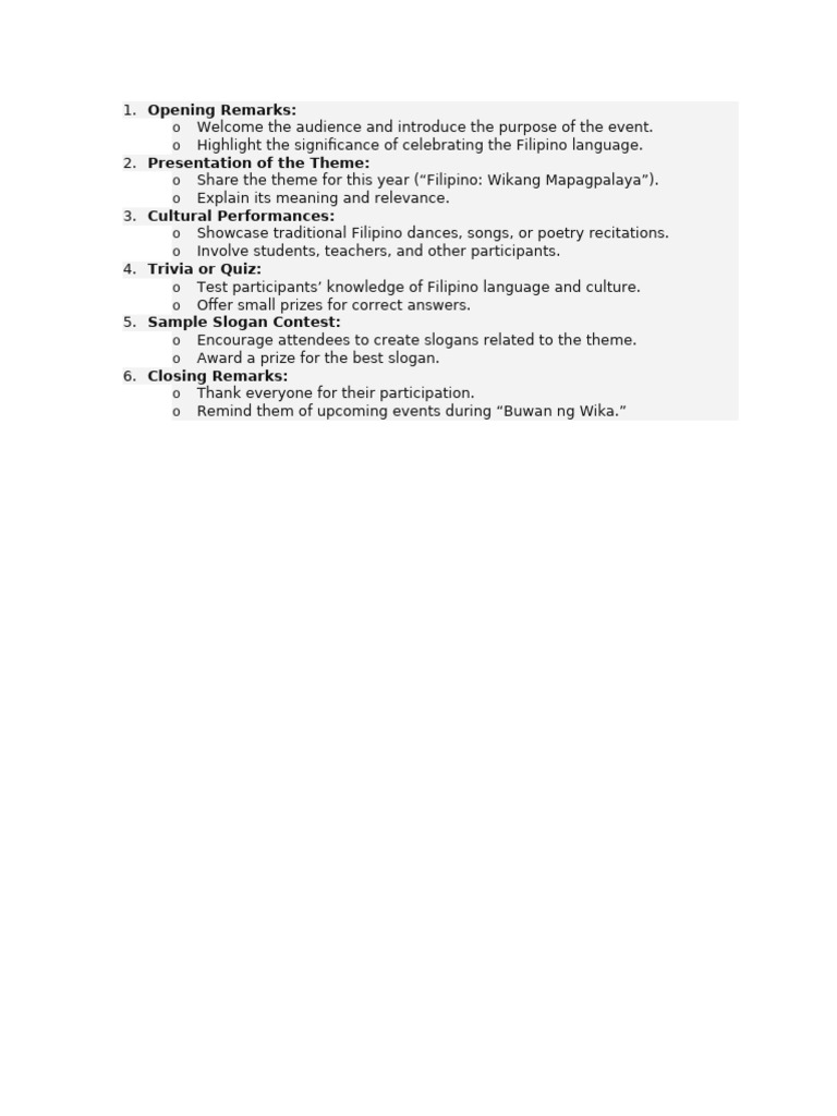 Buwan Ng Wika Program | PDF