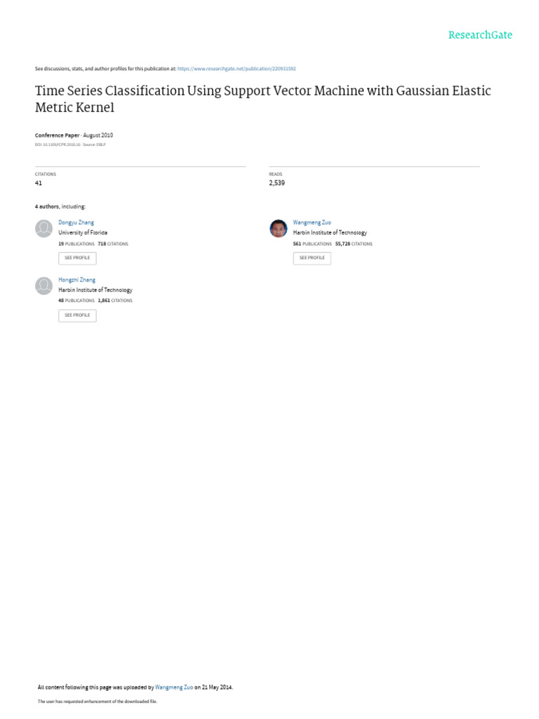 Time Series Classification Using Support Vector Ma | PDF