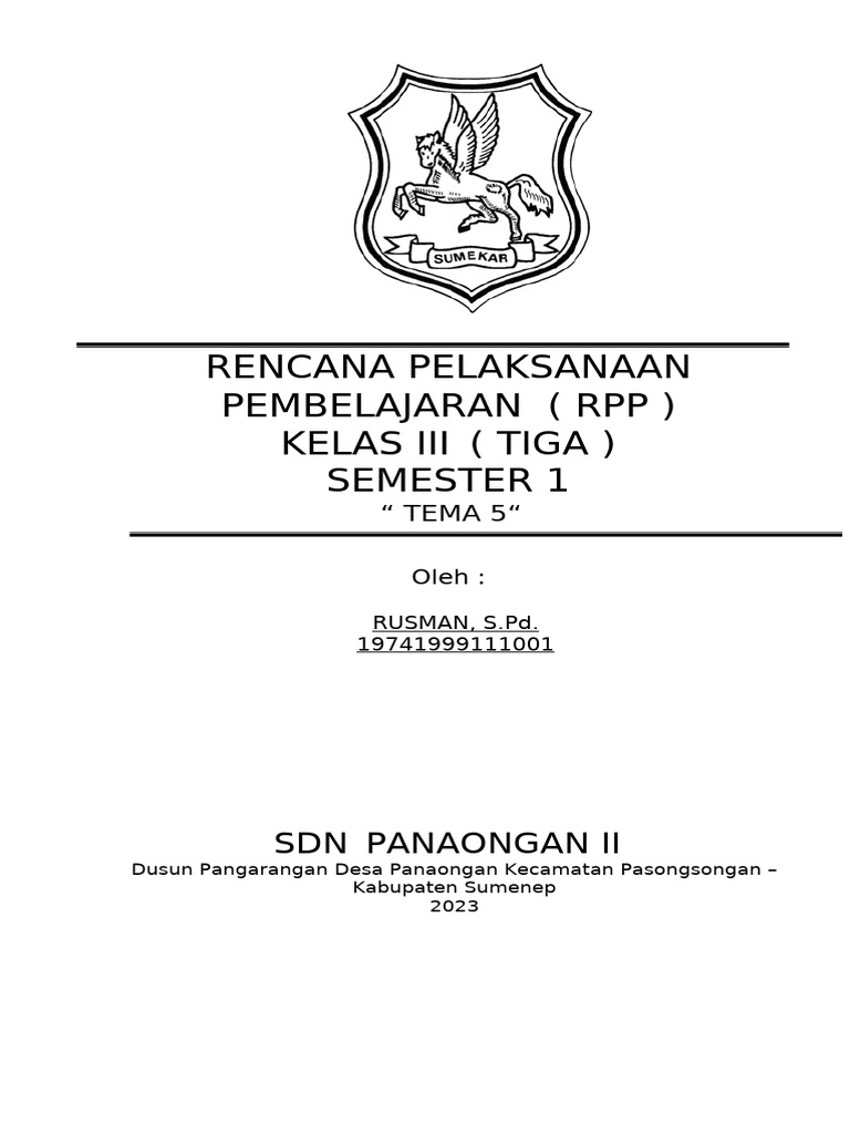 RPP Tema 5 Kelas Vi SDN Pandu 2023-2024 | PDF