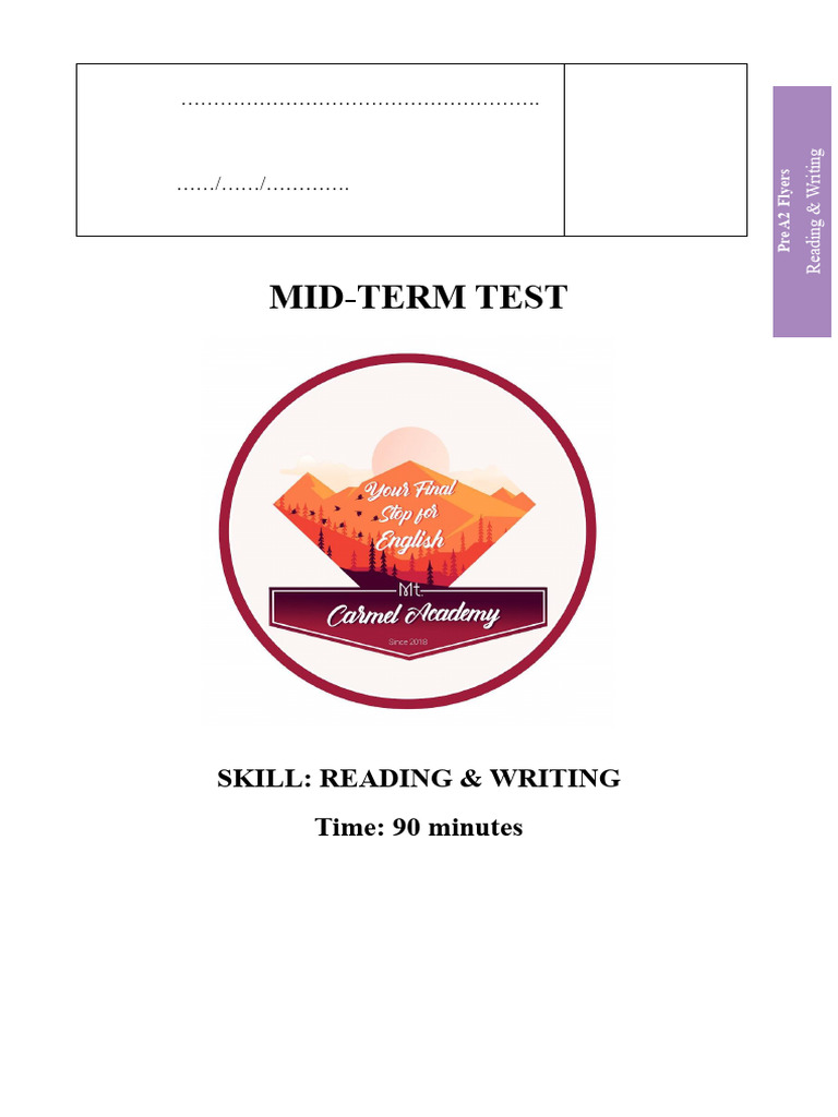 Mid-term - Reading & Writing Test | PDF