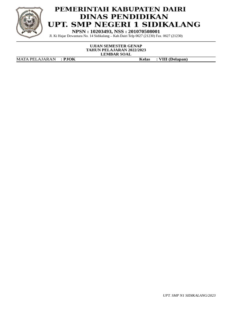 Soal Pak Lam Sem 2 | PDF