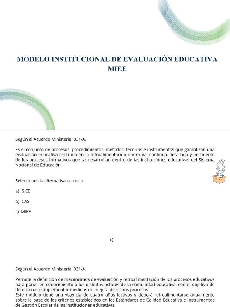 MIEE | PDF | Evaluación | Maestros